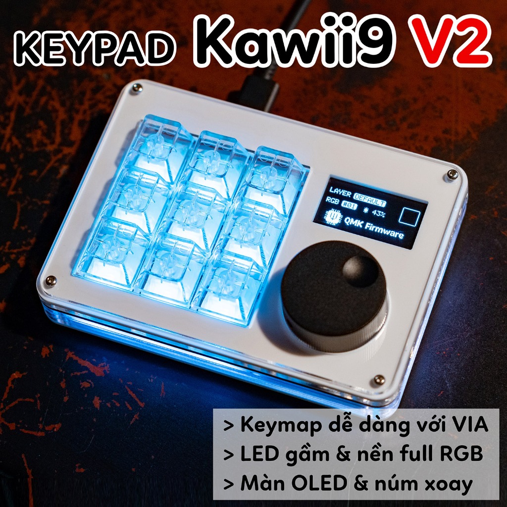 Keypad Kawii9 - Bàn phím cơ macropad 9 nút có thể tùy chỉnh (chạy QMK ...