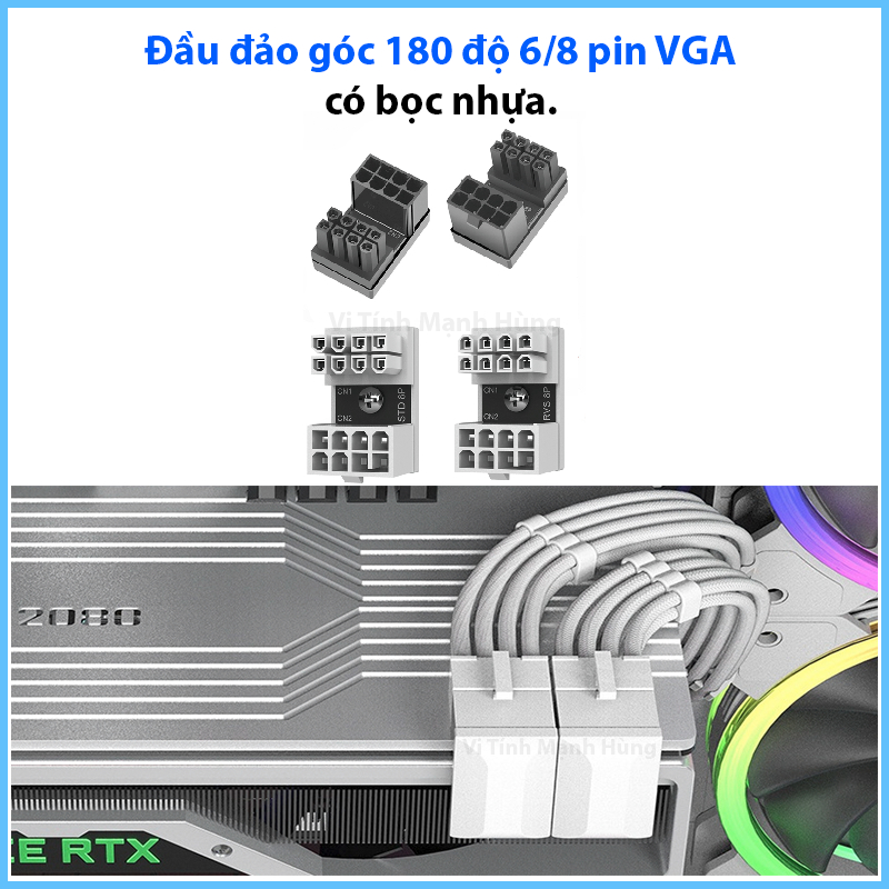 Đầu đảo góc 180 độ 6/8 pin VGA, có bọc nhựa. | Shopee Việt Nam