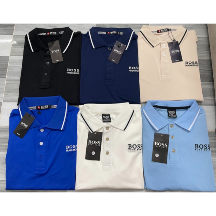 Áo Polo nam H.B0SS thêu logo vải cá sấu cotton cao cấp | Shopee Việt Nam