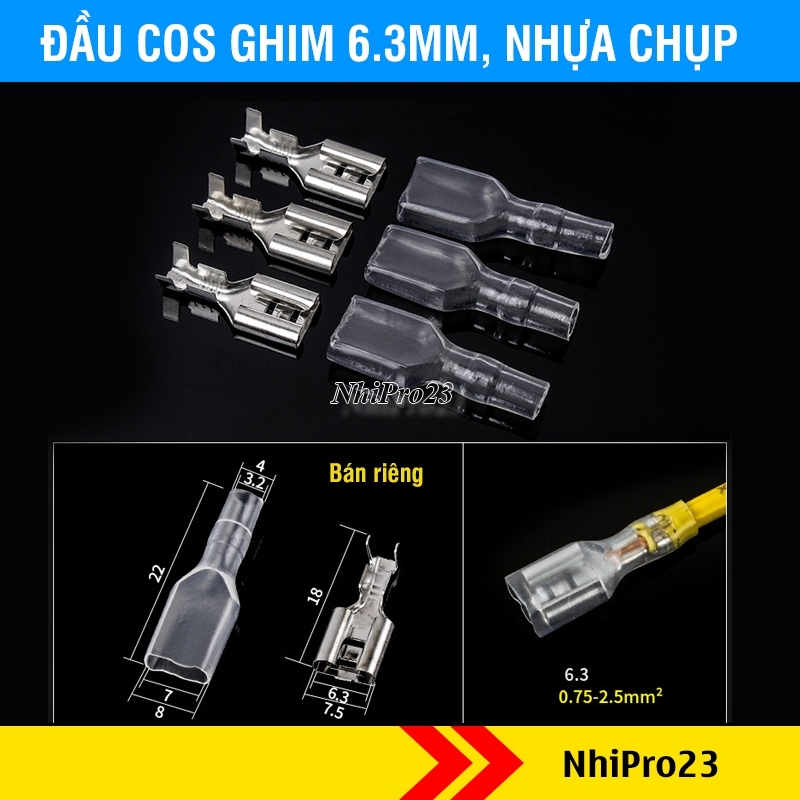Đầu cos ghim 6.3mm, cọc hàn pcb 6.3mm vỏ nhựa pvc chụp cos tùy chọn | Shopee Việt Nam