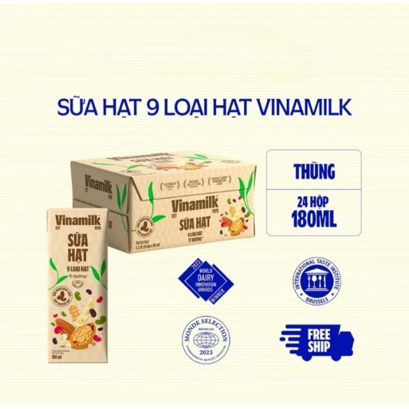 Thùng 24 hộp Sữa hạt 9 loại hạt Vinamilk - hộp 180ml | Shopee Việt Nam