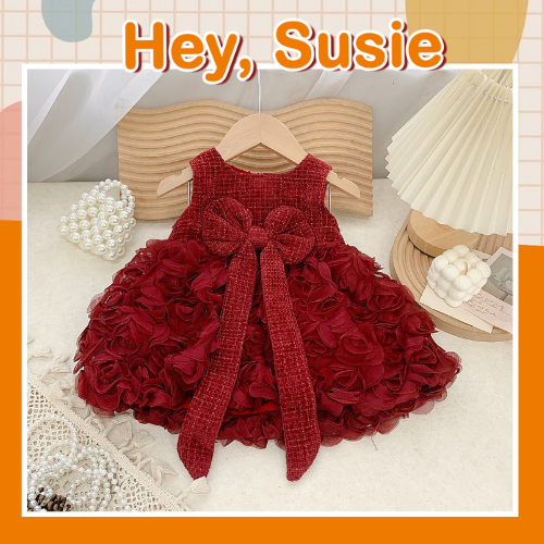 V3337 - Váy Dạ Đỏ Chân Hoa Nổi Cho Bé Gái Size 8-19kg | Shopee Việt Nam