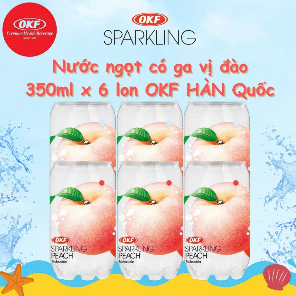 Nước ngọt có ga vị đào OKF Hàn Quốc 350ML x 6 chai | Shopee Việt Nam