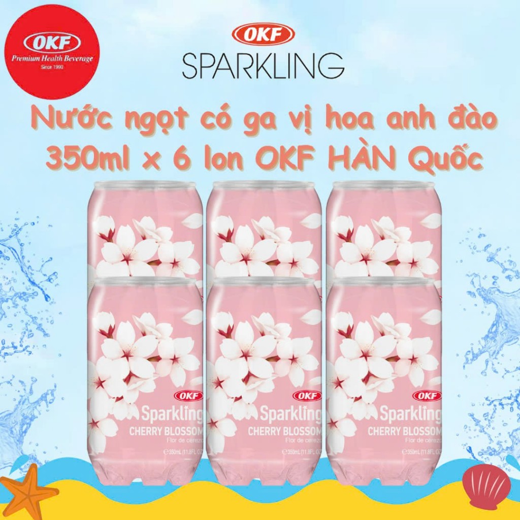Nước ngọt có ga vị hoa anh đào OKF Hàn Quốc 350ML x 6 lon | Shopee Việt Nam
