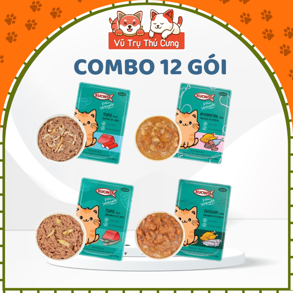 Combo 12 Gói Pate Cho Mèo Kucinta 80g | Shopee Việt Nam