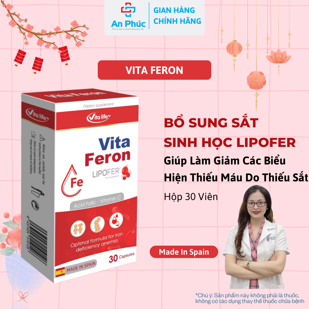 Sắt Sinh Học Vita Feron - Sắt Sinh Học Lipofer và Acid Folic, Bổ Sung Sắt Cho Người Thiếu Máu ...