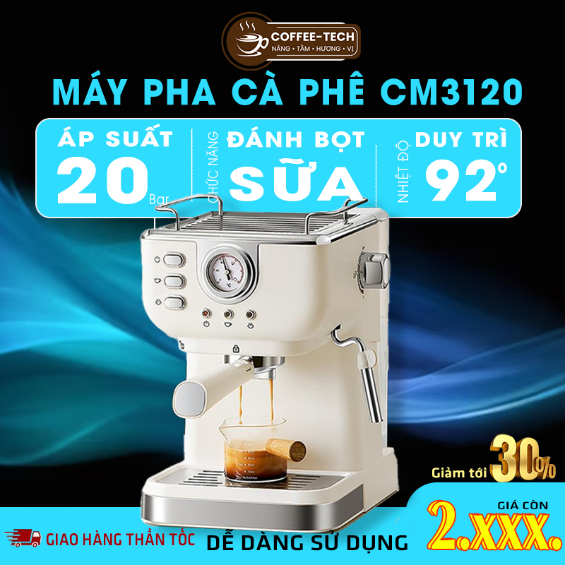 Máy pha cà phê espresso CM3120 nửa tự động gia dụng Áp suất 20Bar 1050W ...