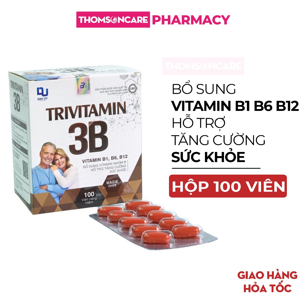 Bổ sung Vitamin B1 B6 B12 tổng hợp Đại Uy - TriVitamin 3B giúp tăng đề kháng, giảm mệt mỏi - Hộp ...