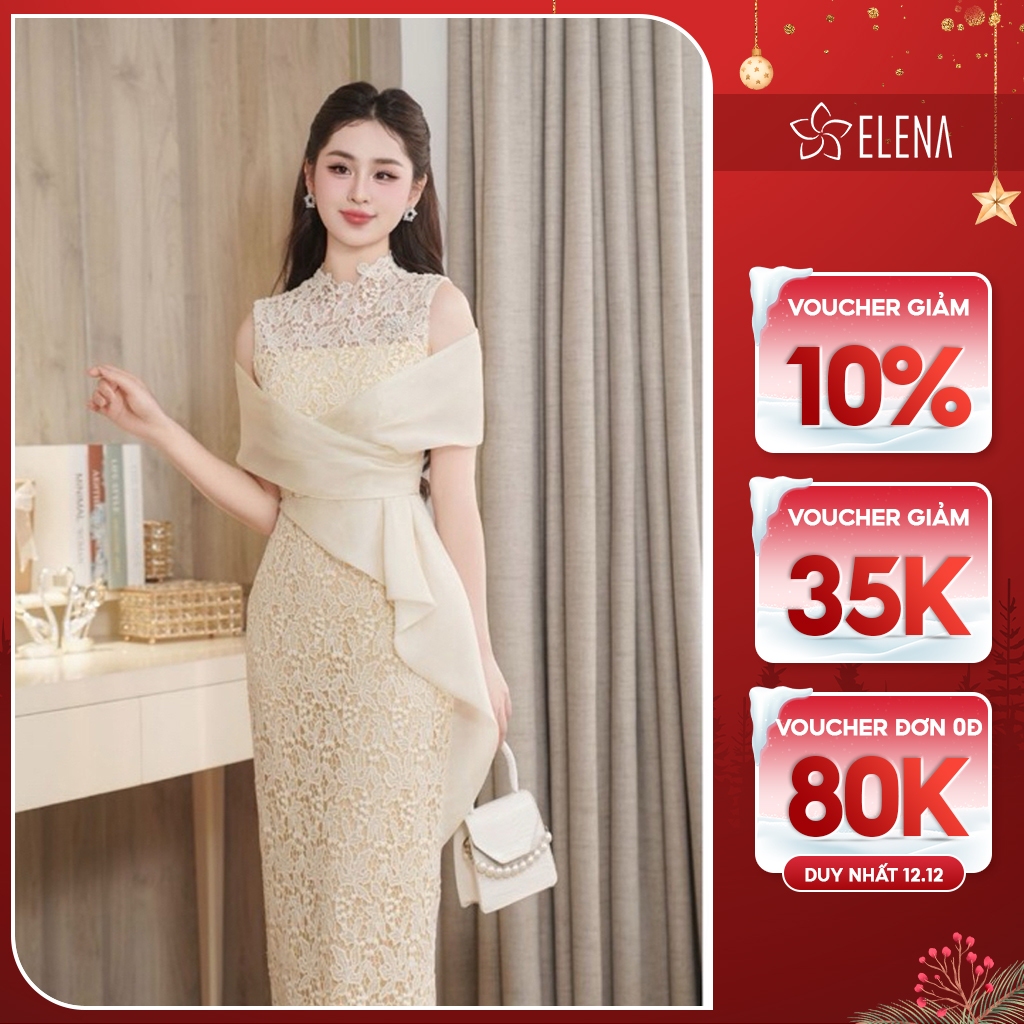 Váy Đầm Ren Dáng Dài ELENA Thiết Kế Hở Vai Che Bắp Tay Sang Chảnh Mặc Đi Chơi Đi Tiệc Siêu Đẹp ...