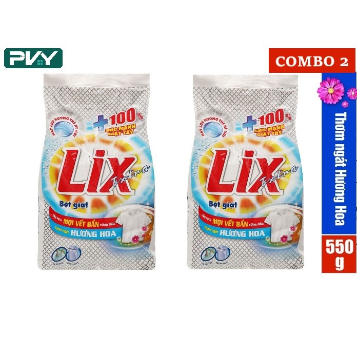 (COMBO 2 TÚI 550gr) Bột giặt Lix Extra hương hoa túi 550gr phù hợp với ...