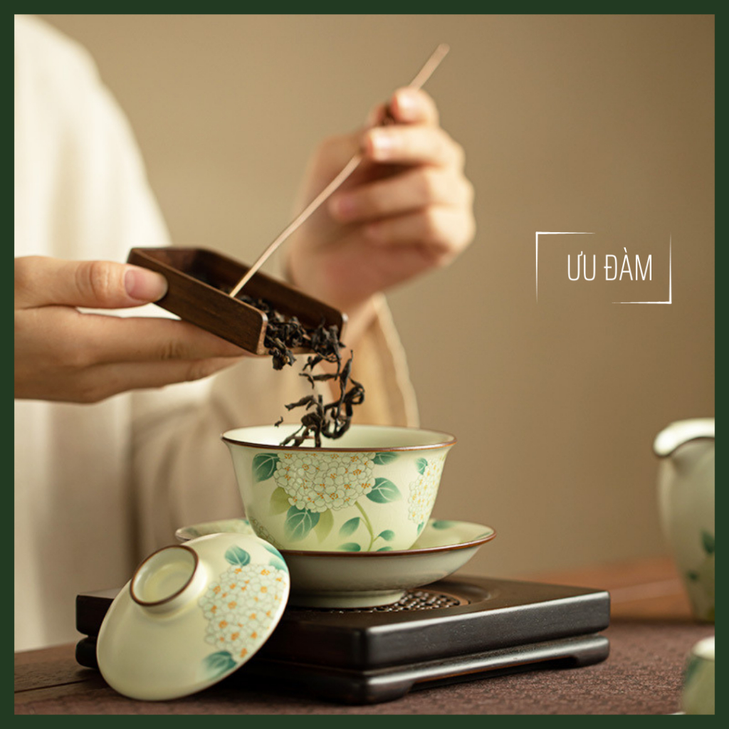UT20. Chén Khải Cẩm Tú Cầu Lò Ru Truyền Thống (ƯU ĐÀM _ Quà Tặng Phong ...