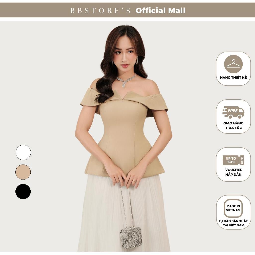 Áo Kiểu Trễ Vai Form Peplum Xếp Tà Chất Kaki Chéo BBSTORE'S -A3848T | Shopee Việt Nam