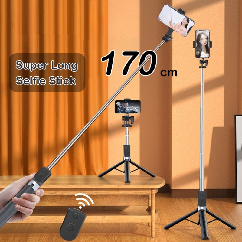 Gậy chụp hình 3 chân Selfie stick 1m7 có remote bluetooth, Tripod điện ...