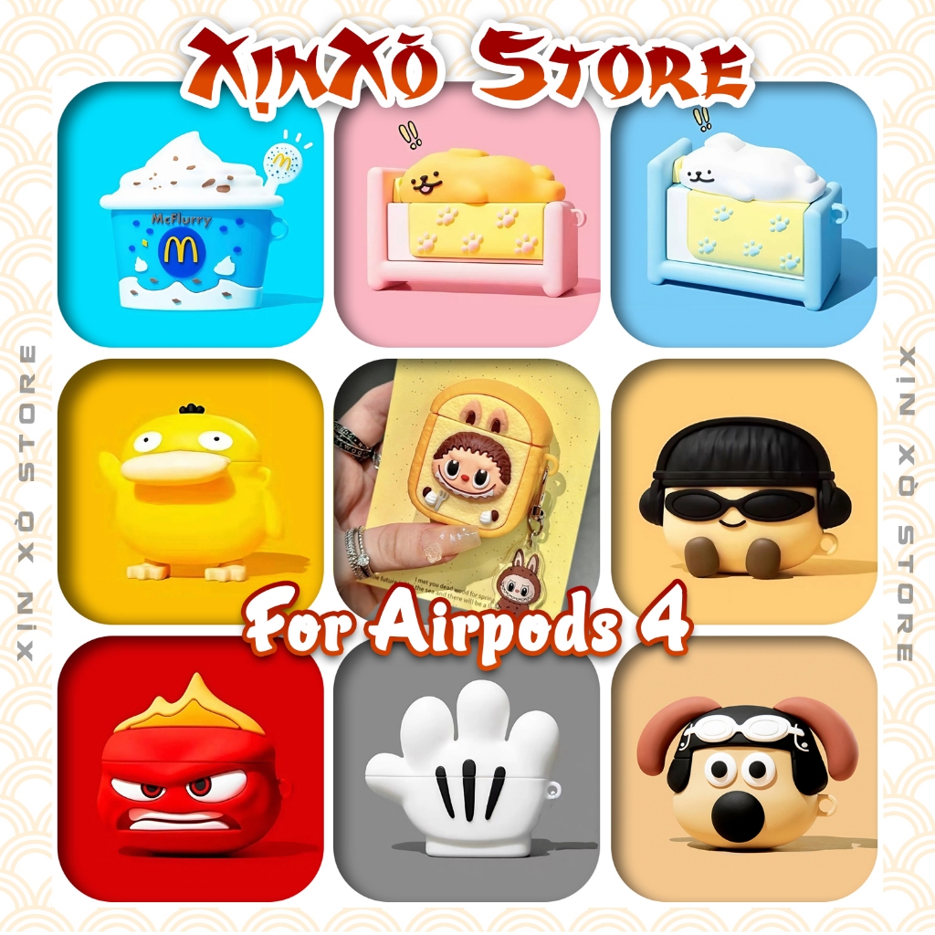 Vỏ Ốp Airpod 2 3 4 Pro Pro2 kèm móc khóa nhiều mẫu, Case Airpods ...