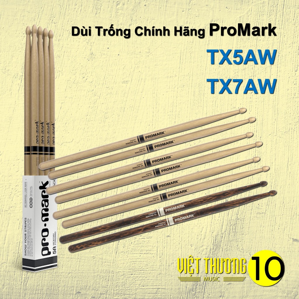 Dùi Trống Chính Hãng D'addario ProMark TX5AW TX7AW drumsticks | Shopee ...