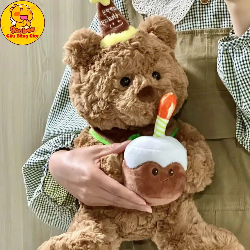 Gấu Bông Teddy Mũ Happybirthday Ôm Bánh - Teddy Sinh Nhật Quà Tặng Đồ ...