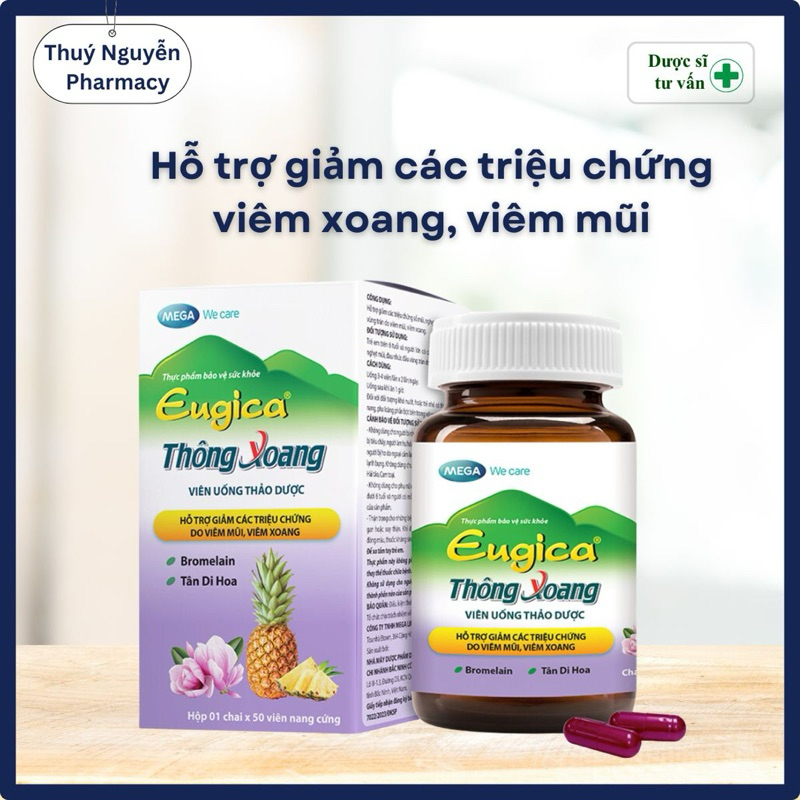 Viên Uống Thảo Dược Hỗ Trợ Giảm Xoang, Giúp Giảm Các triệu chứng Do Viêm Xoang, Eugica Thông ...