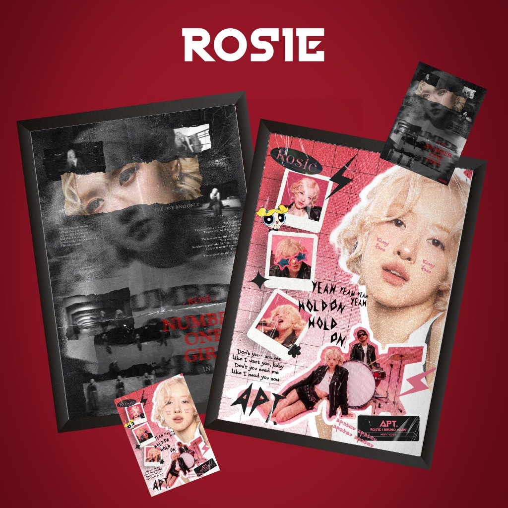 ROSÉ Number One Girl & APT. ft Bruno Mars | POSTER A4 [ KÈM KHUNG ] | Rosie Album - BLACKPINK ...