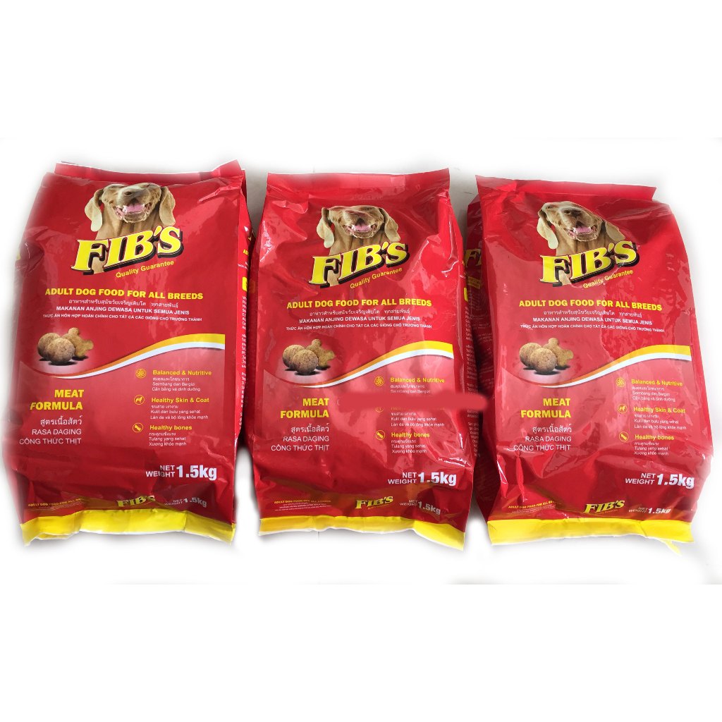 (Kèm quà tặng) Combo 6kg Fibs/fib's (4 gói 1,5kg) Thức ăn cho chó của ...