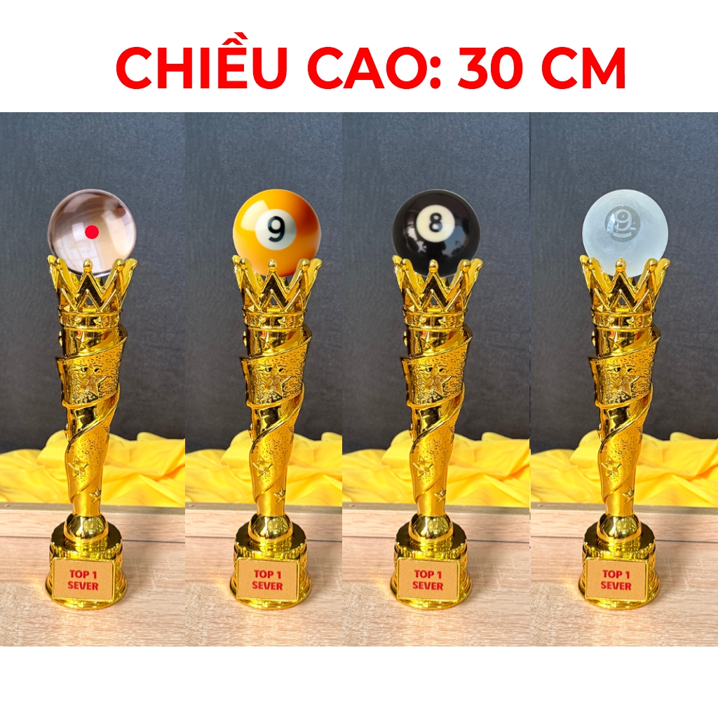 Cúp bida carom Pool 8 ball và bida Pool 9 ball hình vương miện | Shopee ...