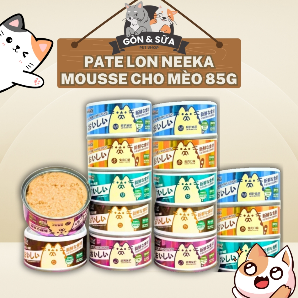 Pate mèo Neeka dạng Mousse & Gravy lon 85g, pate Neeka mèo dạng đặc và ...