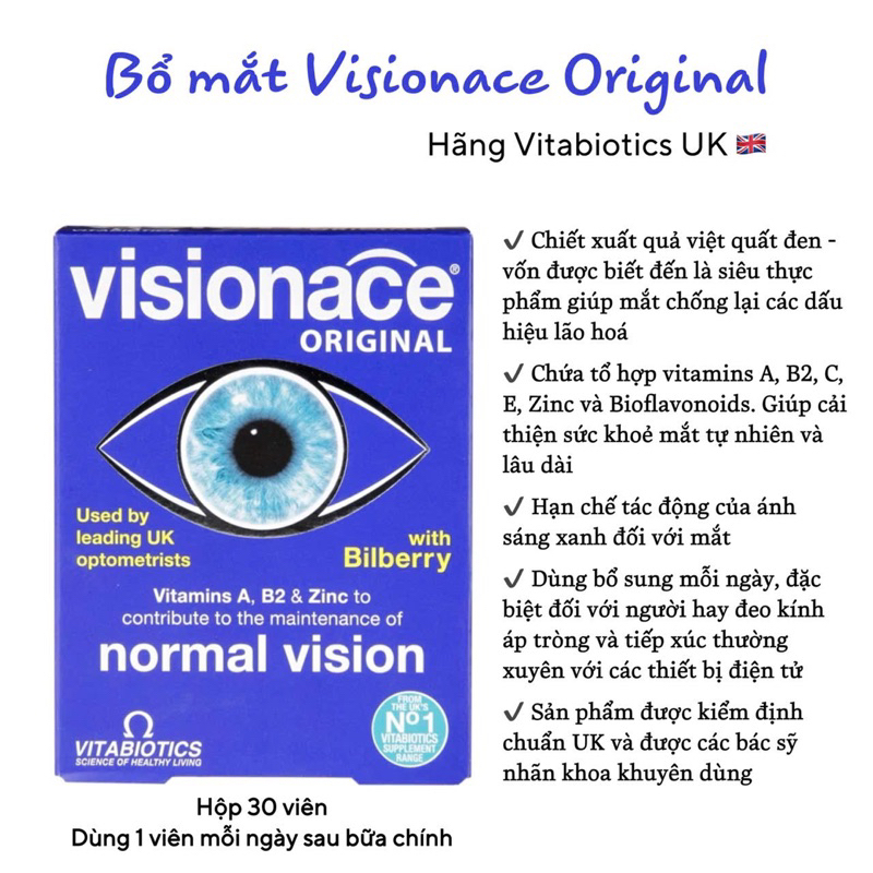 [Date 05/2027] Bổ mắt Visionace Original hãng Vitabiotics nội địa Anh - Bill UK | Shopee Việt Nam