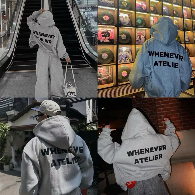 Áo hoodie zip boxy WHENEVER ATELIER BASIC ZIP UP, áo khoác hoodie nỉ ...