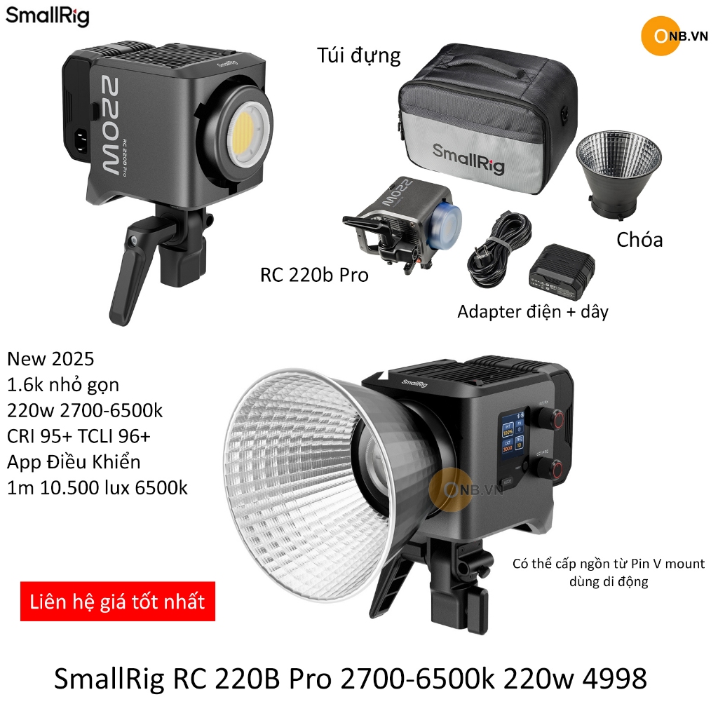SmallRig RC 220B Pro Đèn Led Studio 220w 4998 mới 2025 1.6kg | Shopee ...
