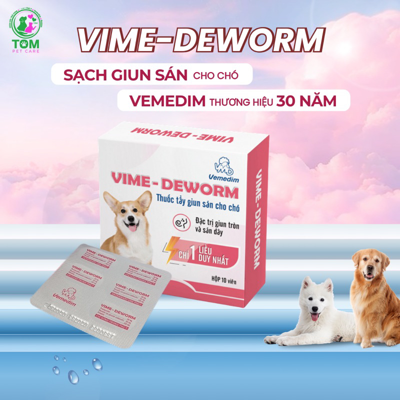 Viên VIME DEWORM tẩy giun sán cho chó, xổ giun sán của VEMEDIM | Shopee ...