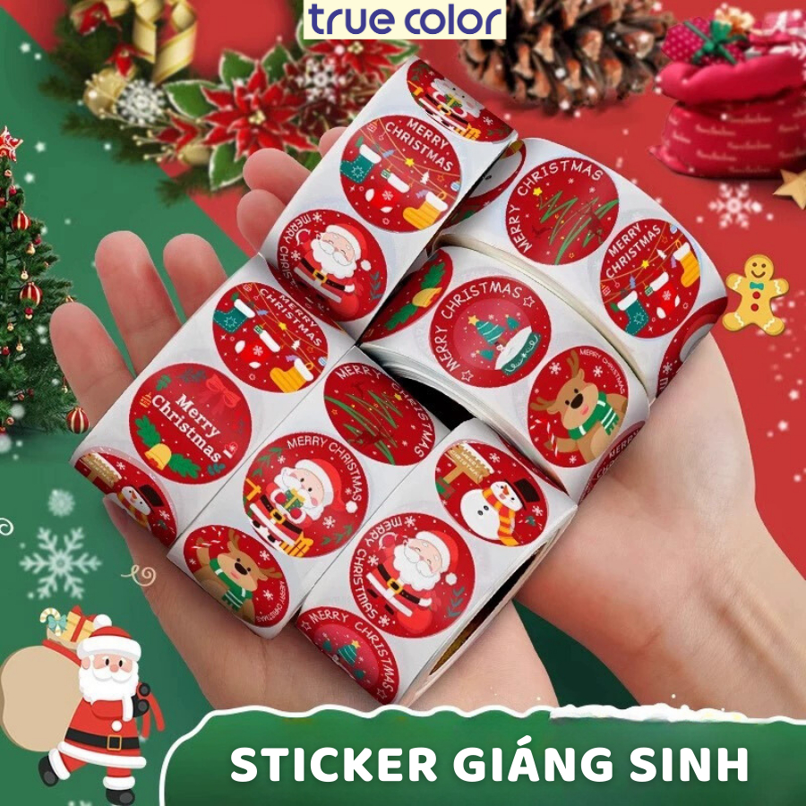 Sticker Noel Cuộn 500 Chiếc, Nhãn Dán Trang Trí Giáng Sinh Dính Siêu ...