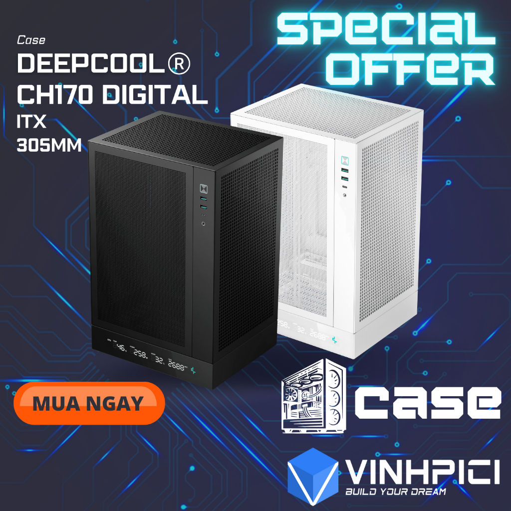 Vỏ case máy tính DEEPCOOL CH170 DIGITAL [NEW] | Shopee Việt Nam