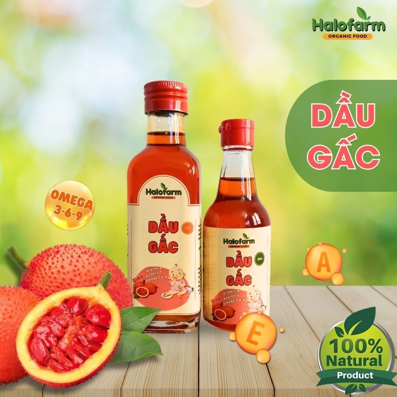 Dầu GẤC Cho Bé Ăn Dặm HaloFarm DATE 2026, Bổ sung DHA cho bé phát triển ...