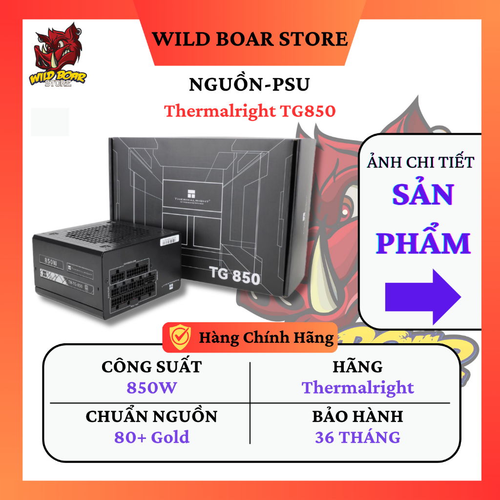 Nguồn máy tính PSU Nguồn Thermalright TG850 | 850W, 80 Plus Gold, PCIe 5.0 | Shopee Việt Nam