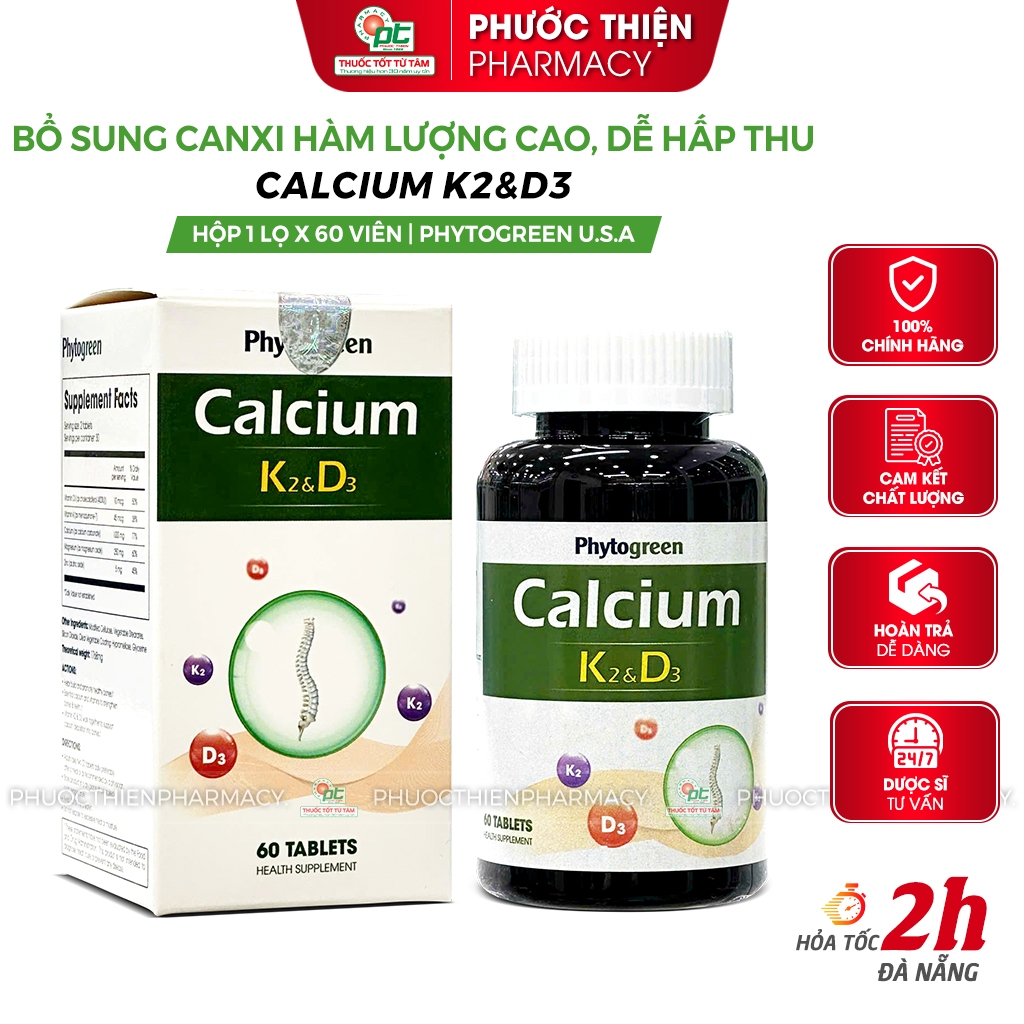 Phytogreen Calcium K2D3 Canxi d3 k2 cho bà bầu, người lớn, tăng chiều ...