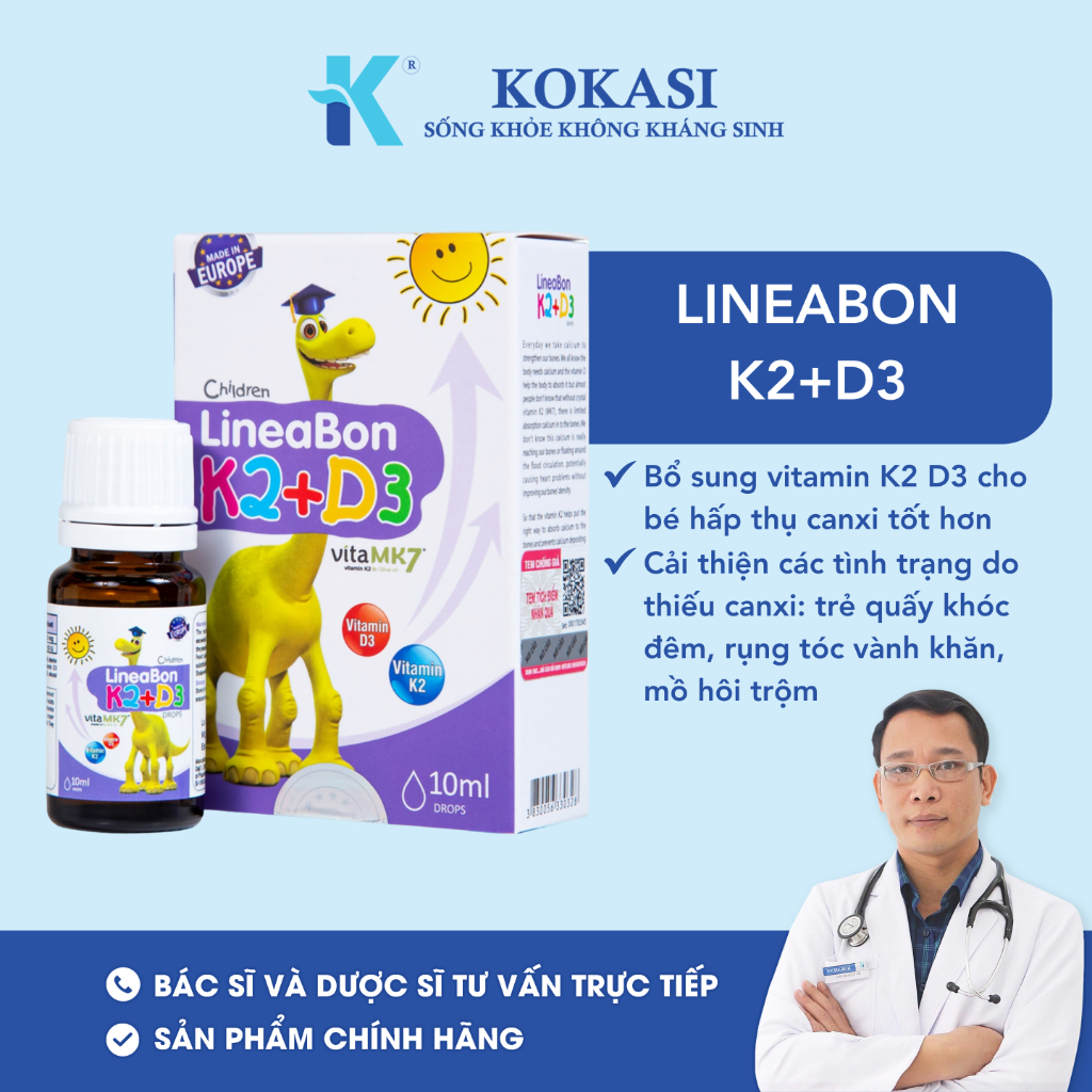 Lineabon Vitamin D3 K2 (10ml) - Hỗ Trợ Hấp Thu Canxi, Cho Trẻ Phát Triển Chiều Cao | Shopee Việt Nam