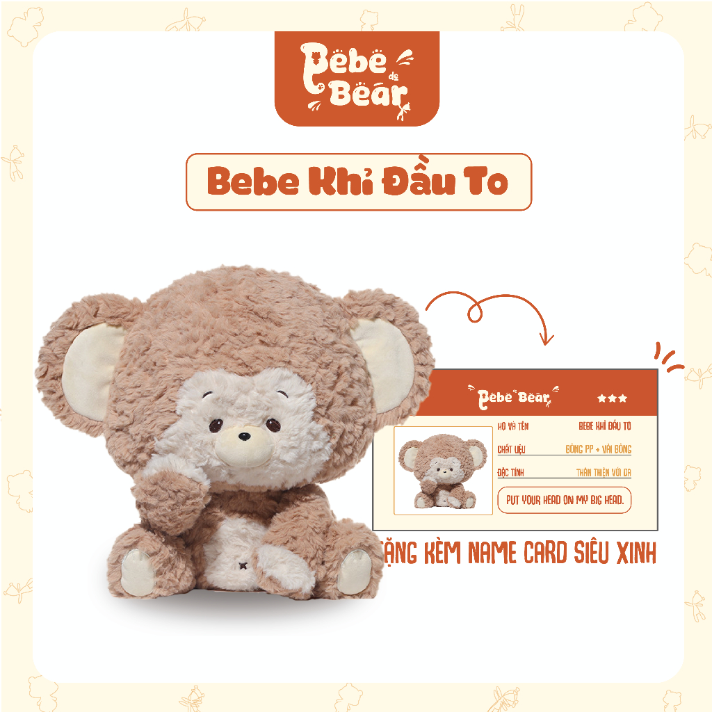 Bebe Khỉ Đầu To - Gấu bông Khỉ siêu mềm, gấu Khỉ đáng yêu, thú nhồi ...