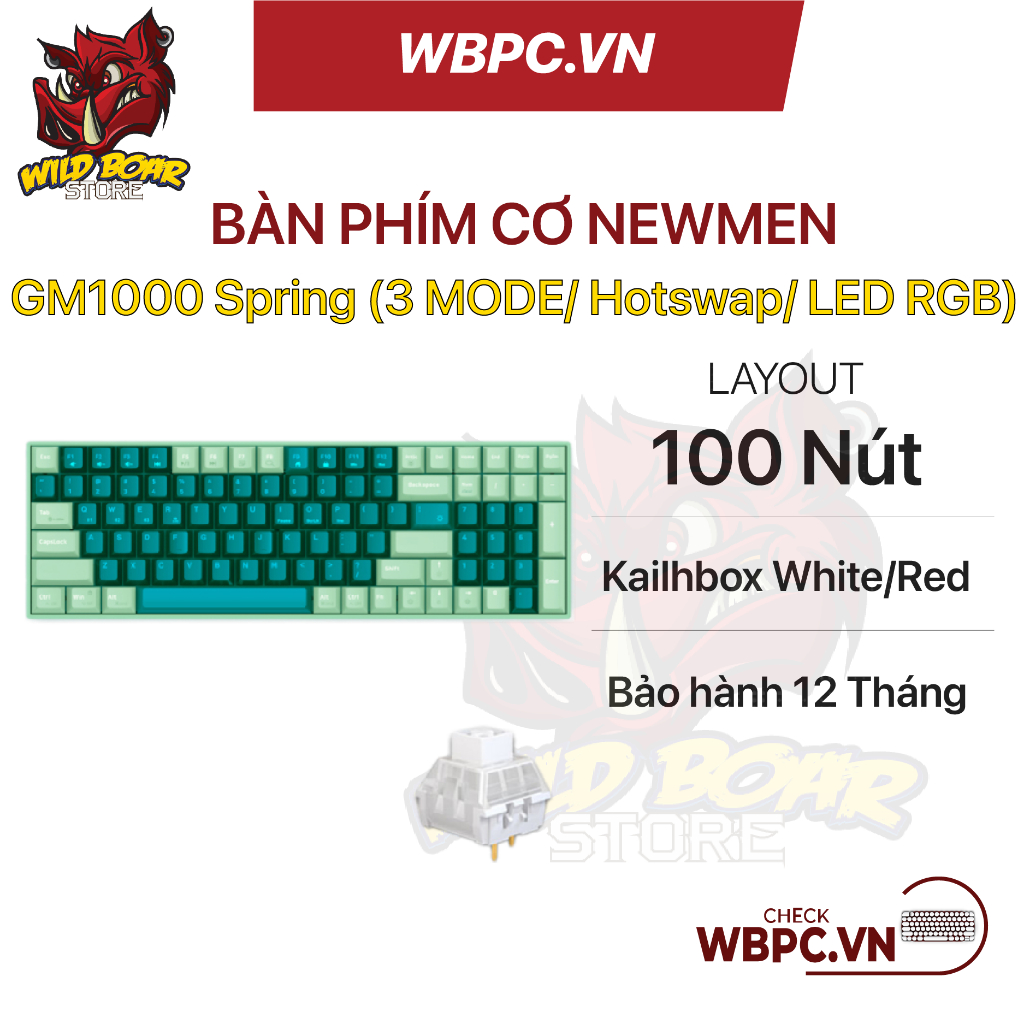 Bàn phím cơ không dây NEWMEN GM1000 Spring (3 MODE/ Hotswap/ LED RGB) - Chính hãng | Shopee Việt Nam