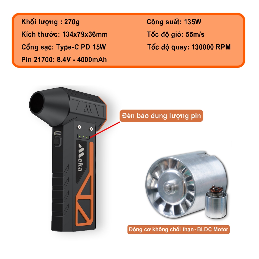 Quạt Phản Lực Mini Meka JetFan Super - Máy thổi cầm tay mini công suất ...