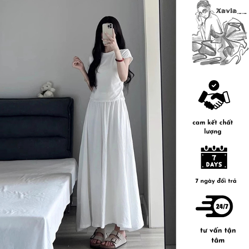Chân Váy Nữ Midi Dáng Dài Xòe Nhẹ Chất Tơ Đũi m048 Xavia__m048 | Shopee Việt Nam