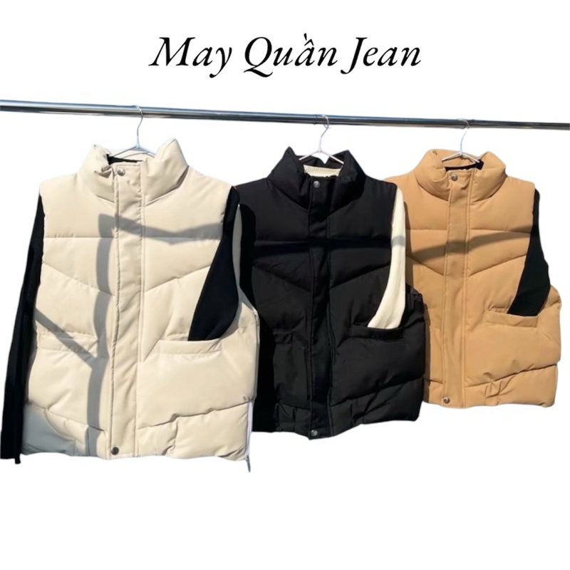 Áo phao ghile có khoá sườn 2 bên túi ngang hàng quảng châu có 3 lớp dày dặn | Shopee Việt Nam