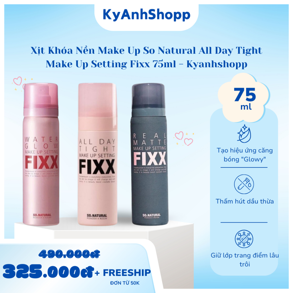 Xịt Khóa Nền Make Up So Natural All Day Tight Make Up Setting Fixx 75ml - Kyanhshopp | Shopee ...