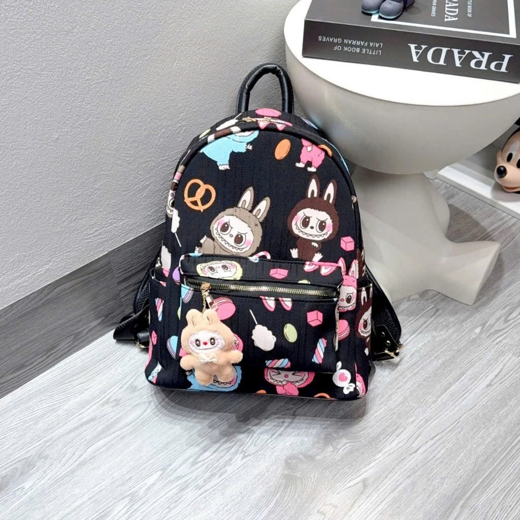 Balo đi học hình labubu họa tiết vui nhộn size 40 đựng vừa A4 laptop ...