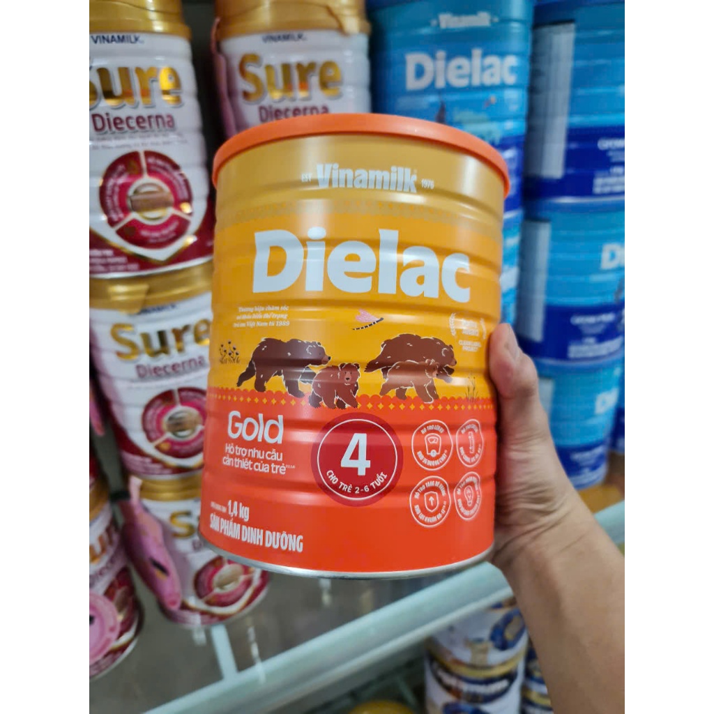 (mẫu mới) Sữa bột Vinamilk Dielac Alpha Gold 4 sữa non 1400g (1kg4 ...