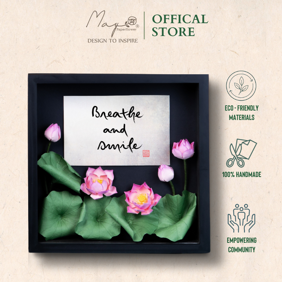 Tranh Hoa Giấy Handmade, tranh hoa Sen Thiền MAYPAPERFLOWER Khung Tranh ...