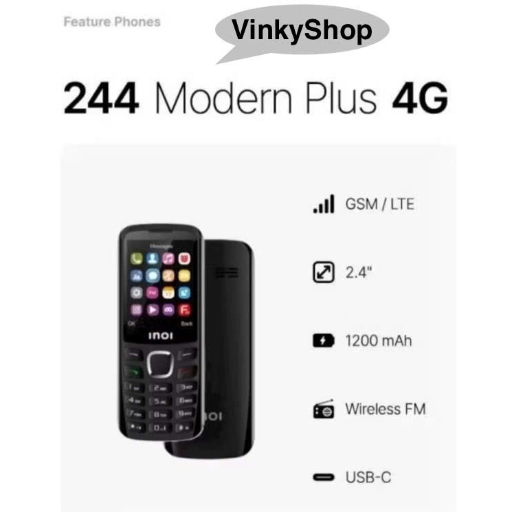 Điện Thoại 4G inoi 244 Plus 4G Màn hình 2.4inch ưu điểm dùng được pin 5C - BH 12 tháng mới 100% ...