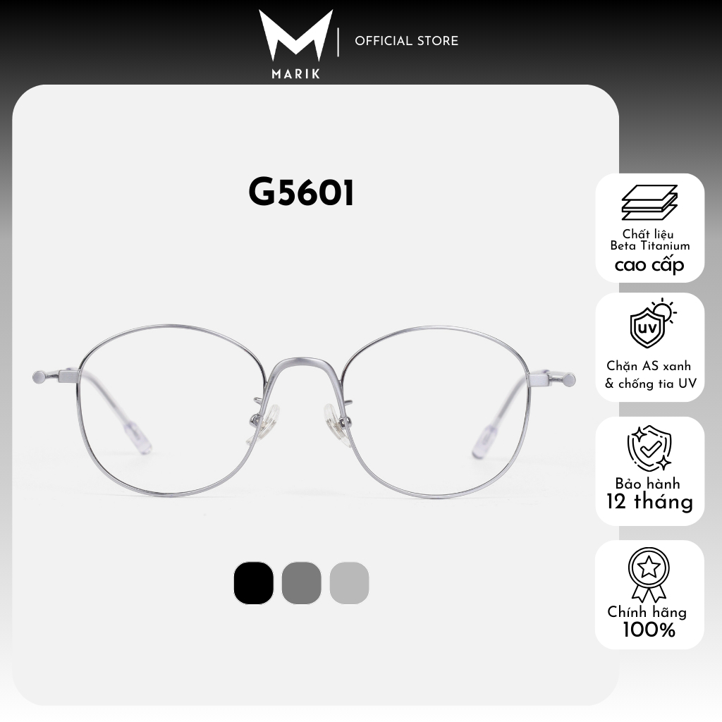 Gọng kính cận thời trang MARIK G5601 dáng tròn tinh tế chống ánh sáng ...