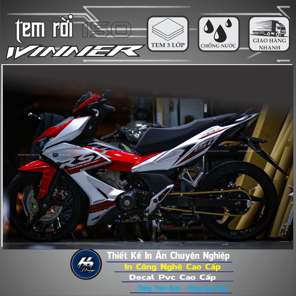 Tem winner x v2 đỏ bạc.mẫu tem chế chữ rsx chất,in decal trắng 3 lớp | Shopee Việt Nam
