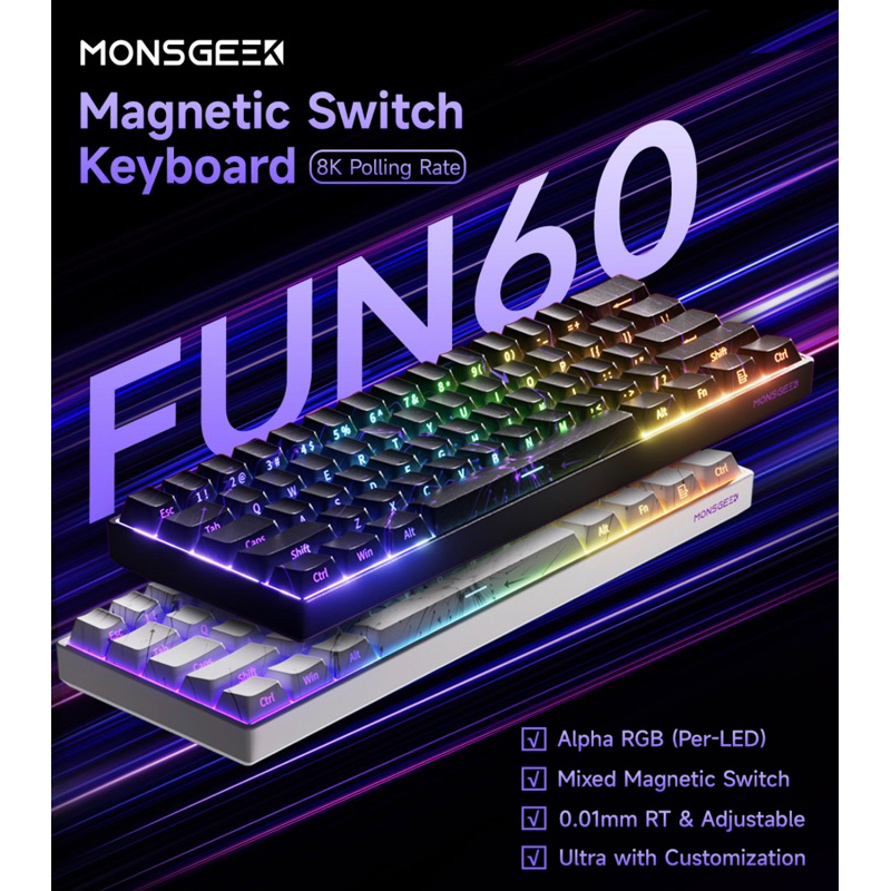 [Sẵn hàng] Bàn phím cơ Monsgeek HE Fun60 | Rapid Trigger | Shopee Việt Nam