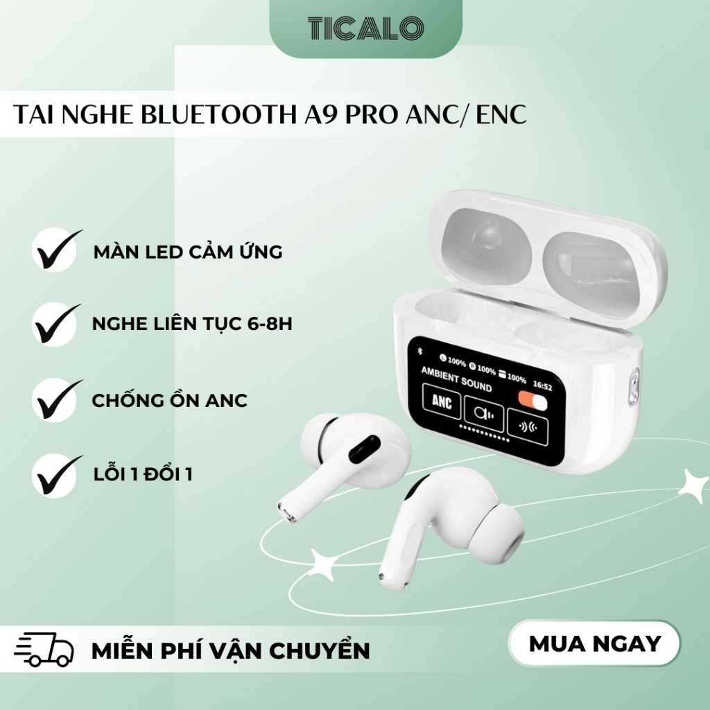 Tai Nghe Bluetooth A9 Pro ANC/ ENC Có Màn Hình Cảm Ứng LCD Thông Minh ...