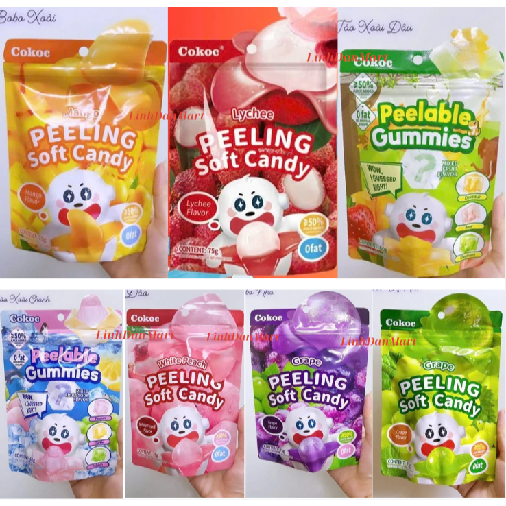 Kẹo Dẻo Cokoc Peelable Gummies 75g Đủ Hương Vị - Kẹo bóc vỏ Cokoc - Kẹo ...